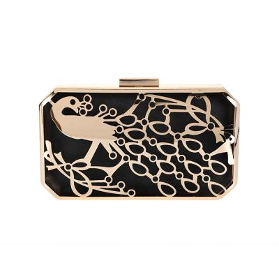 China Custom 19*11cm Octagon Hollow Out Clutch Frame With Peacock Pattern for sale