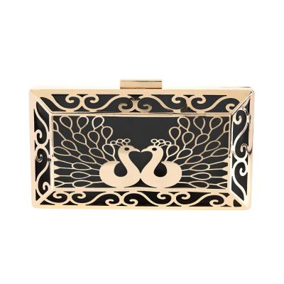 China Two Peacocks Hollow Out Clutch Frame DIY Minaudiere Box Frame for sale