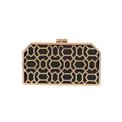 China Gold Trellis Hollow Out Hexagon Clutch Frame 18x12cm 250g Iron Purse Frame for sale
