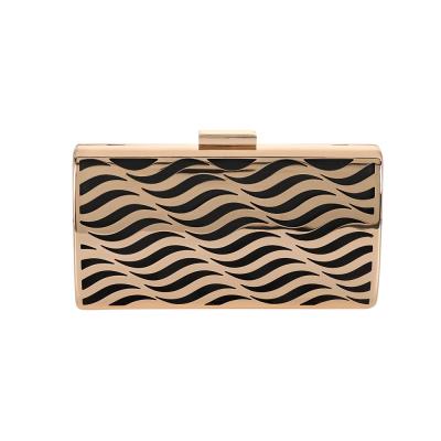 China Wave Pattern Hollow Out Metal Clutch Frame For Party Wear Purse for sale