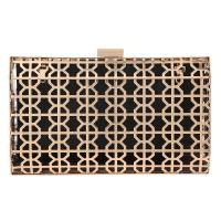 China 18.4*10.9cm Hexagon Pattern Gold Metal Purse Frame 258g for sale