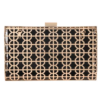 China 18.4*10.9cm Hexagon Pattern Gold Metal Purse Frame 258g for sale