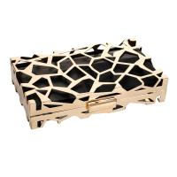 China Geometric Pattern Gold Hollow Out Purse Frame With Plastic Box for sale
