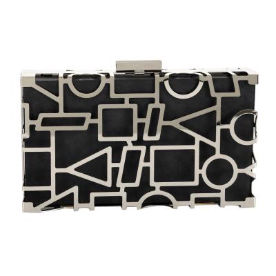 China Cube Closure Square Clutch Frame Geometric Pattern Metal Clutch Frame for sale