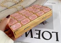 China Pink Acrylic Handbag Frame 16.8x10.6x4.3cm Gold Metal Knob DIY Clutch Frame for sale