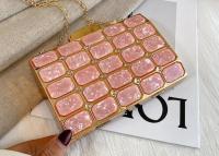 China Brown Acrylic Gold Handbag Frame DIY Metal Clutch Frame for sale