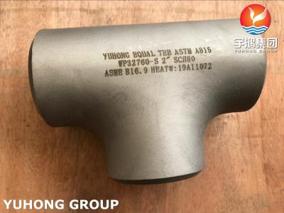 China B16.9 Buttweld Pipe Fittings ASTM A815 WP32760 / 1.4501 Super Duplex Steel Equal Tee for sale