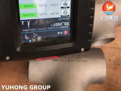 China ASTM A815 WP32760-S Super Duplex Steel Equal Tee Butt Weld Fittings For Desalination for sale