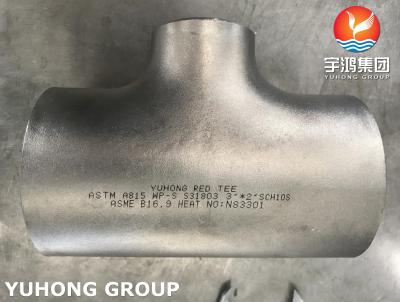 China ASTM A815 Duplex Steel UNS S31803 Reducer Tee ASME B16.9 Buttweld Pipe Fittings for sale