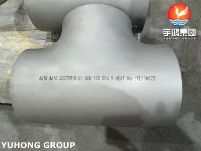 China ASME B16.9 Super Duplex 2507 Fittings ASTM A815 WPS32750 BW Super Duplex Tee for sale