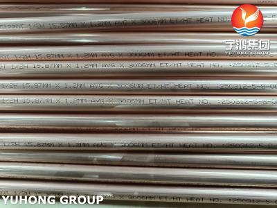 China JIS H3300 C1220T Red Copper Sealmless Tube For Building Water Supply And Gas Transportation for sale