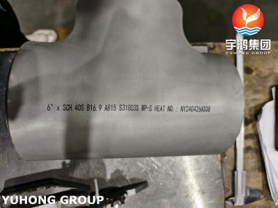 China ASTM A815 UNS S31803 Duplex Steel Fitting ASME B16.9 Buttweld Duplex 2205 Equal Tee for sale
