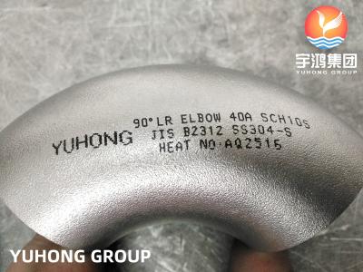 China JIS B2312 WP304 LR Elbow 45/90 Degree, Stainless Steel Seamless Butt-Weld Fitting For Crude Oil Distillation Tower for sale