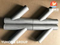 China Duplex Steel ASTM A815 S31803 , Y-Shape Tee , Butt Weld Pipe Fitting B16.9 for sale