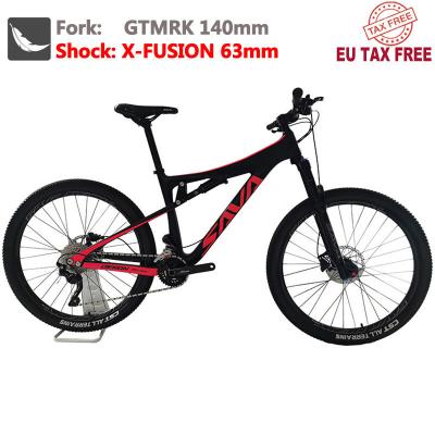 China SAVA 14kg Carbon Mountain Bike 27.5 Full Suspension Mtb Bike 21 Speed Shimano Deore for sale