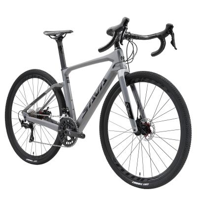 China Carbon Fiber Gravel Bike 22 Speed Shimano 105 R7000 Disc Brake 700C Wheels Grey for sale