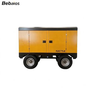 China 75kW Portable Screw Air Compressor with 13m³/min Flow and 8bar Pressure for Mining Construction for sale