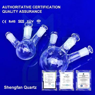 China Customized High Temperature Corrosion Resistant Laboratory Quartz Tubes Three Mouth Flasks With Ground Joints for sale