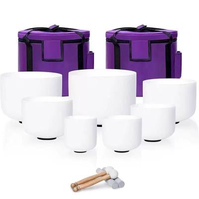 China 7 Chakra Balance Quartz Singing Bowl with 12 Musical Notes and High Temperature Resistance for Meditation for sale