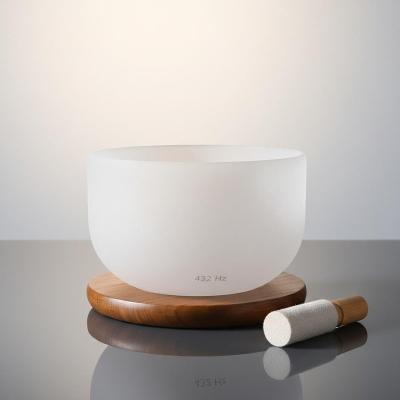China 6-12 inch 432Hz White Frosted Crystal Singing Bowl for Sound Healing and Meditation for sale