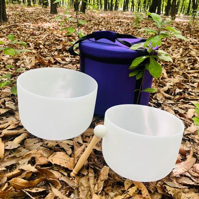China Custom Logo 99.99% Pure Quartz Crystal Singing Bowl Tuned to 440Hz/432Hz for Chakra Balancing for sale