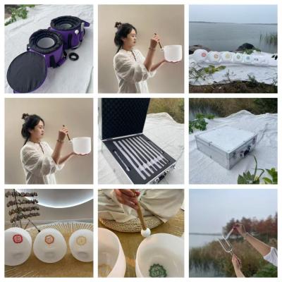 China 7 Chakra Quartz Singing Bowl Set with 99.99% Pure Quartz Crystal for Chakra Balancing and 440Hz/432Hz/528Hz Frequency for sale