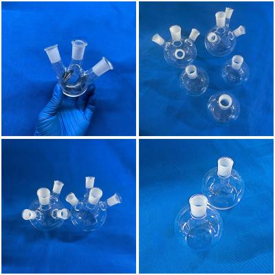 China Customized Transparent Quartz Glass Flask Tri-neck Quartz Flask with High Stability and Corrosion Resistance for sale