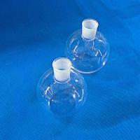 China 99.99% SiO₂ High Purity Two-Neck Quartz Round Bottom Flask 1200°C Acid Alkali Resistant Labware for sale
