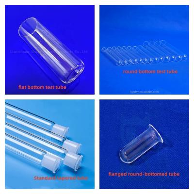 China High Temperature Resistant 1200 Fused Silica Quartz Test Tube with 1100℃ Working Temperature and 99.99% SiO₂ Content for sale
