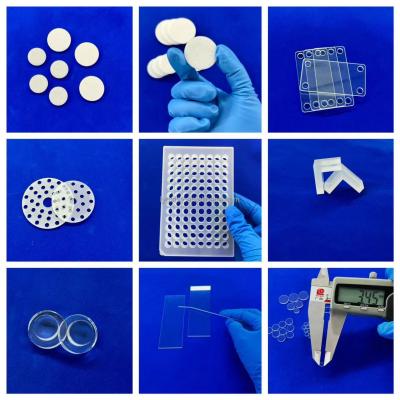 China Custom Frosted Quartz Sheet With Holes and 1100°C Working Temperature Fused Quartz Plate for sale
