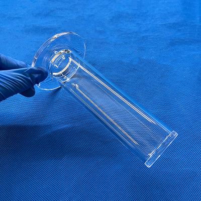 China Customized High Transmission 99.99% High Purity Fused Quartz Glass Tube Quartz Flange Tube for sale