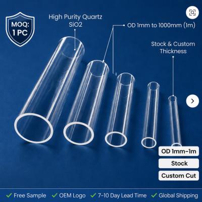 China High Temperature Resistant 1100° Corrosion Resistant 99.99% SiO₂ Quartz Glass Tube for Furnace Applications for sale