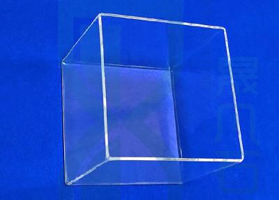 China Cuboid Container Quartz Urn Clear Cube Size One Side Open Hardened for sale