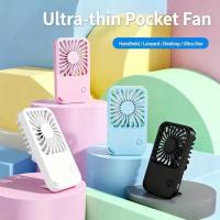 China Rechargeable Mini Portable Pocket Fan Ultra Thin Handheld Foldable Desk Fan With Hanging Cords for sale