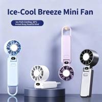 China Semiconductor Ice Cooling Handheld Portable Fan Foldable With Digital Display for sale