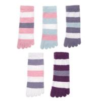 China Daily Women's Custom Anti Slip Five Finger Winter Thick Cozy Striped Funny Toe Socks for sale
