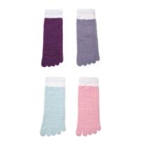 China Daily Women's Custom Anti Slip Five Finger Winter Thick Cozy Striped Funny Toe Socks for sale