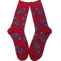 China Spring Season Red Purple Print Combed Cotton Polyester Spandex Fiber Socks for Men for sale