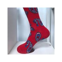China Spring Season Red Purple Print Combed Cotton Polyester Spandex Fiber Socks for Men for sale