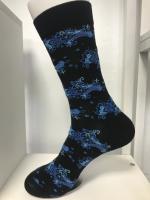 China Spring Season Red Purple Print Combed Cotton Polyester Spandex Fiber Socks for Men for sale