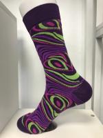 China Spring Season Red Purple Print Combed Cotton Polyester Spandex Fiber Socks for Men for sale
