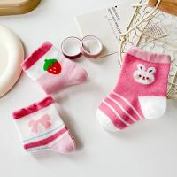 China Children Socks Breathable and Anti Slip with Cute Print Custom Logo Pink Baby Socks for sale