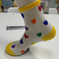 China Sexy Heart Shape Jacquard Sheer Socks Crystal Silk Women Transparent Socks for Summer for sale
