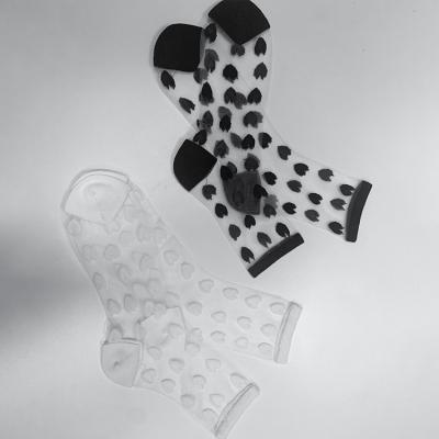China Stylish See Through Socks for Women Customizable European Size 36-39 and Love Pattern for sale