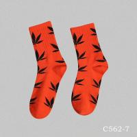 China Leaf Pattern Plain Socks Cotton Spandex Casual Socks for Women and Men 36-39 Ladies Size for sale