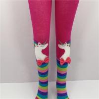 China Printed Pattern Baby Tights 70%Combed Cotton 28%Polyester 2%Spandex Girls Fleece Tights for sale