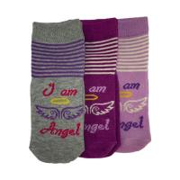 China Girls Comfortable Healthy Cotton Thick Warm Stripe Wing Print Kids Cute Doll Socks for sale