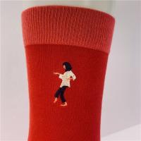 China Women's Winter White Crew Socks Knitted with 70% Combed Cotton and Standard Thickness for sale