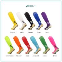 China Solid Polyamide Elastane Fabric Soft Anti Slip Soccer Sport Football Grip Long Socks for sale