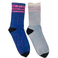 China 360 Degree Printing Effect Custom Logo Cotton Socks with Cuff Design and 18% Polyester for sale
